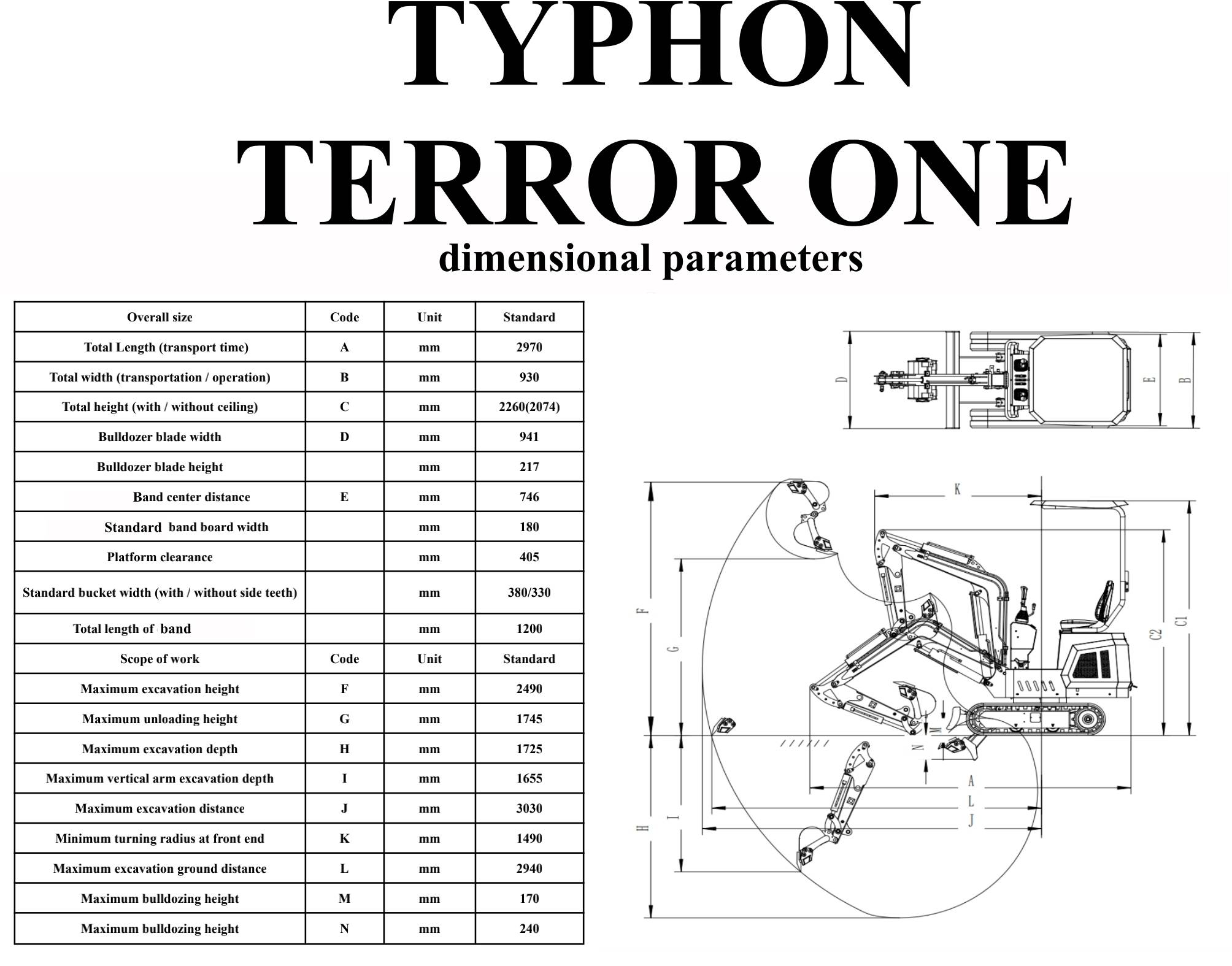 TYPHON TERROR ONE STORM Mini Excavator | Typhonmachinery