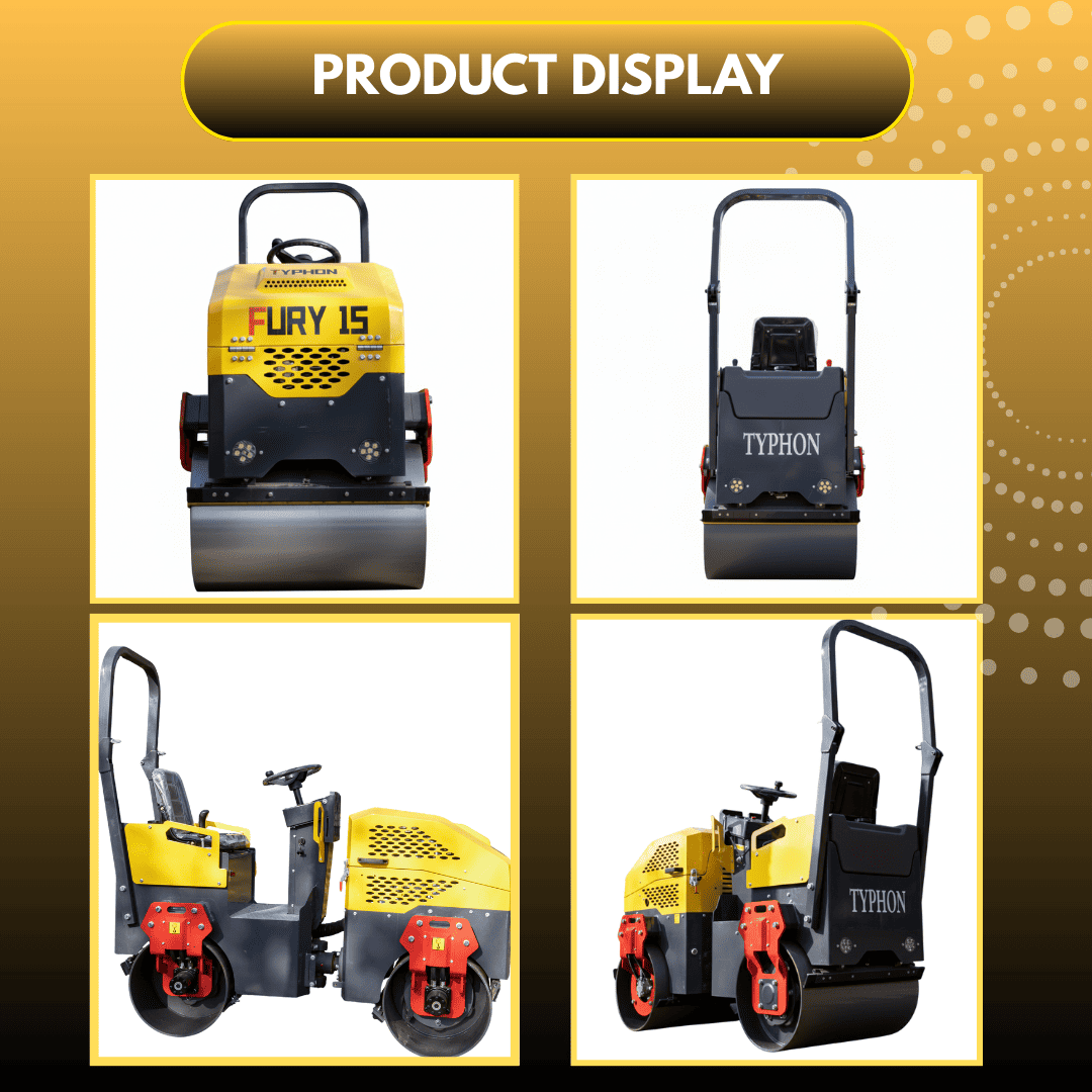 TYPHON FURY 15 Mini Road Roller 1.5Ton 13.5 HP Gas Engine