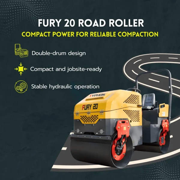 TYPHON FURY 20 Mini Road Roller 2Ton 23 HP B&S Engine